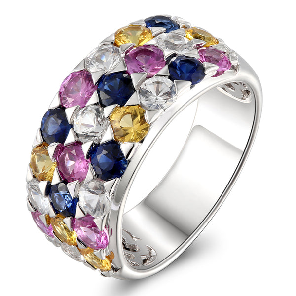 6F068263AWLRMS 18KT White Sapphire Blue Sapphire Pink Sapphire Yellow ...